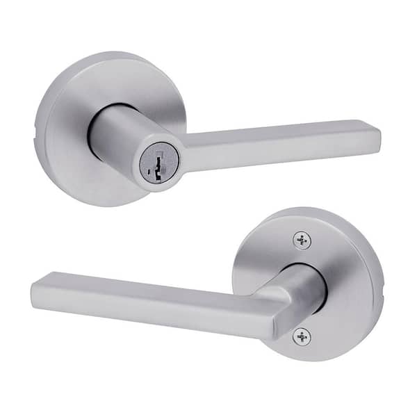 Kwikset Halifax Satin Chrome Keyed Storeroom Round Door Handle UL Rated ...