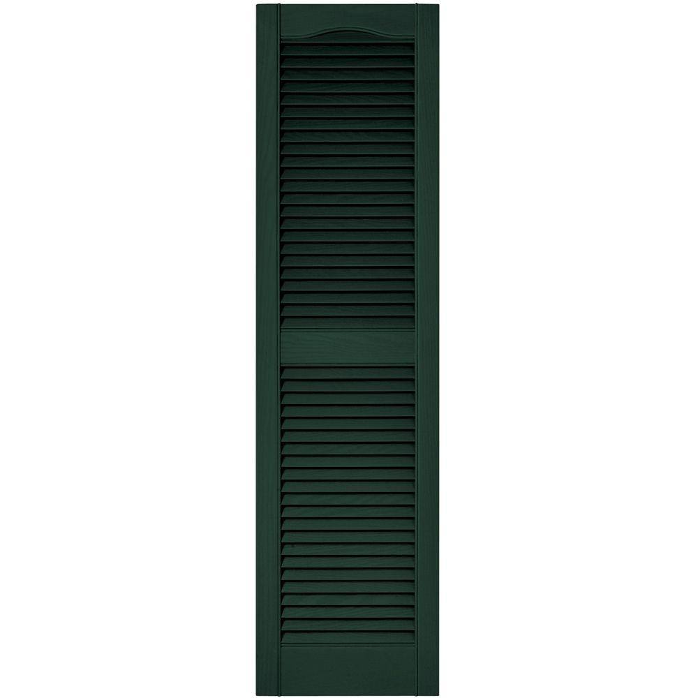 Builders Edge 14.5 in. x 55 in. Louvered Vinyl Exterior Shutters Pair ...