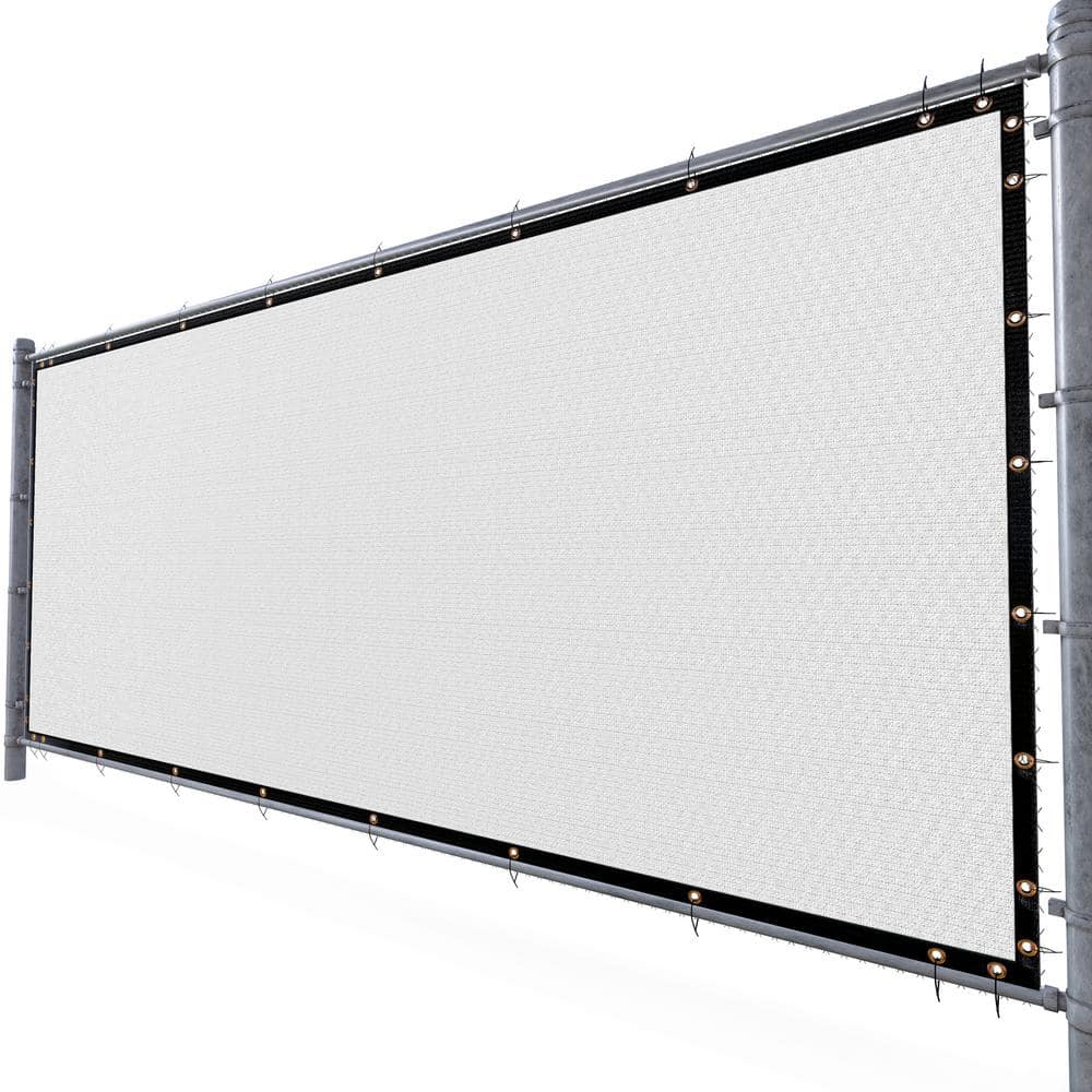AMGO 6 ft. H x 12 ft. W White Fence Outdoor Privacy Screen with Black ...