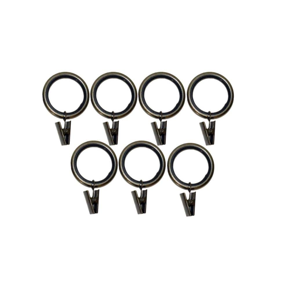 Versailles Home Fashions Antique Brass Steel Curtain Rings with clips ...