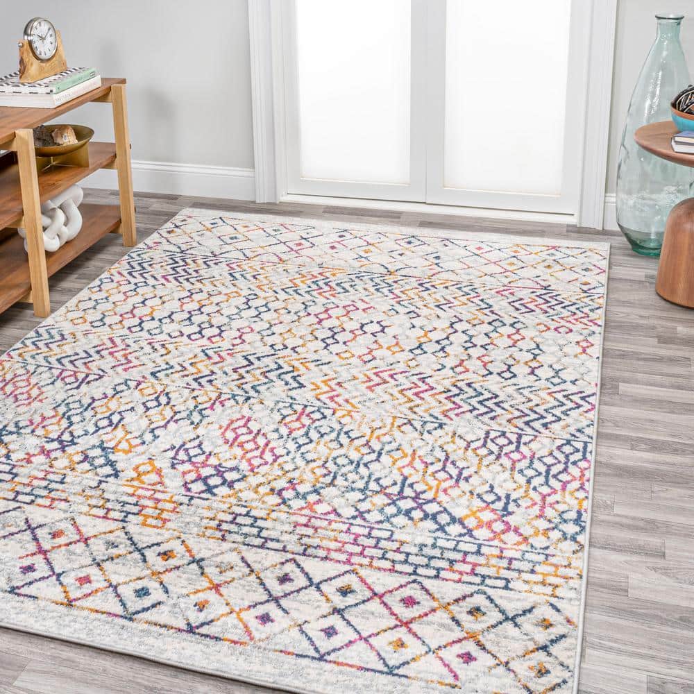 JONATHAN Y Arta Multi/Cream 5 ft. x 8 ft. Moroccan Vintage Geometric ...