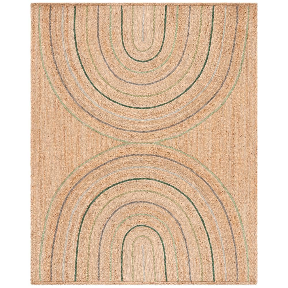 SAFAVIEH Natural Fiber Beige/Green 8 ft. x 10 ft. Geometric Area Rug ...