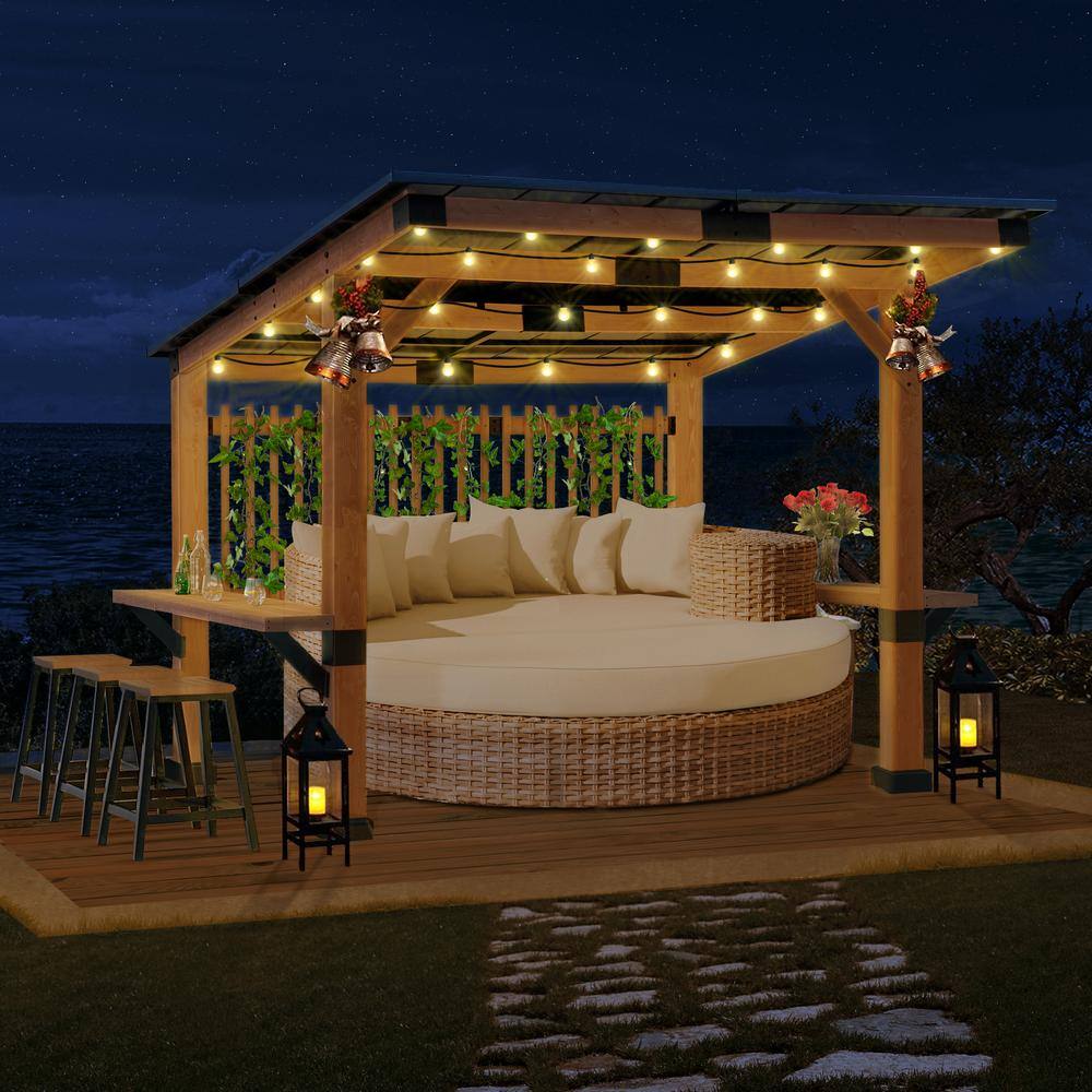 Buy 11 ft. x 10 ft. Wood Gazebo with Steel Hardtop Patio Solid Cedar ...