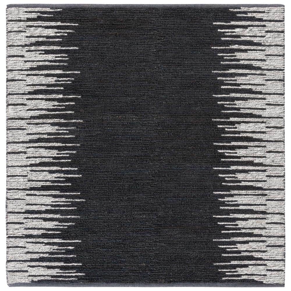 SAFAVIEH Natural Fiber Black/Beige 6 ft. x 6 ft. Transition Marle ...