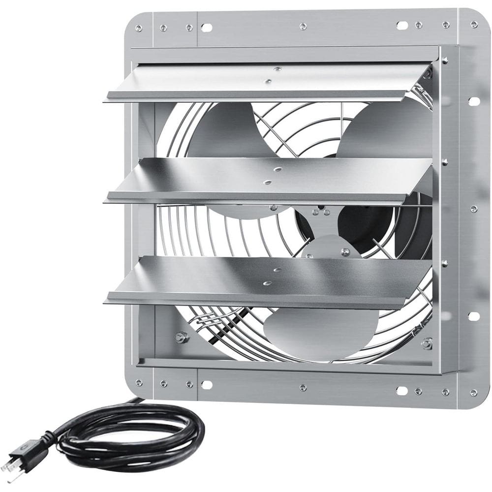 KIWDZFU 12 in. Aluminum Wall Mounted Shutter Exhaust Fan, 1030 CFM ...