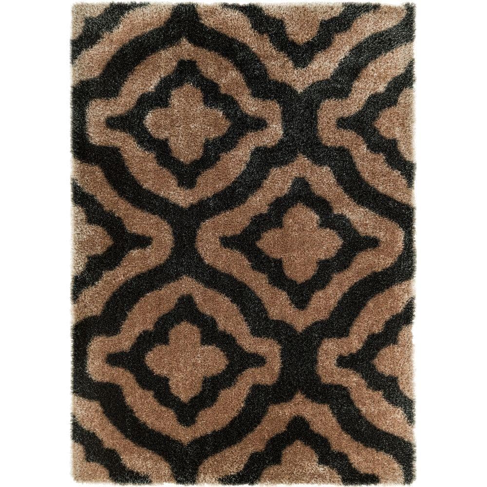 Well Woven Feather Jesse Trellis Black 3 ft. x 5 ft. Modern Shag Area ...