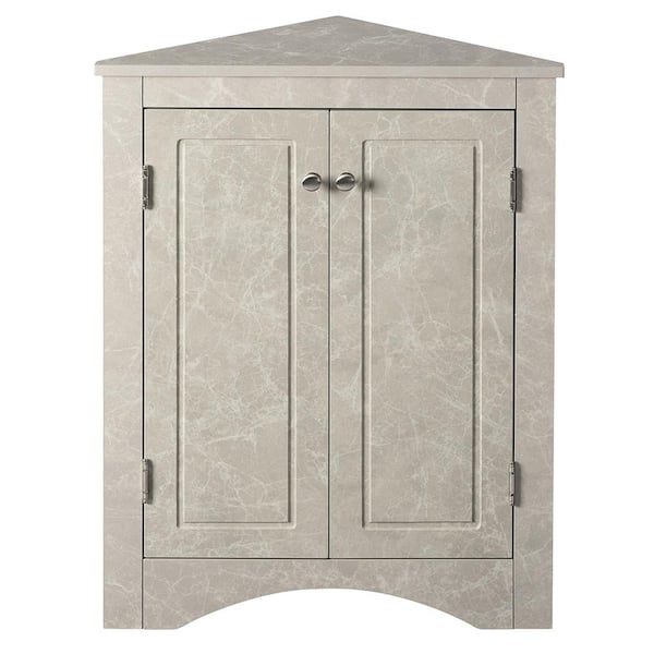 Bnuina 17.2 in. W x 17.2 in. D x 31.5 in. H White Marble Freestanding ...