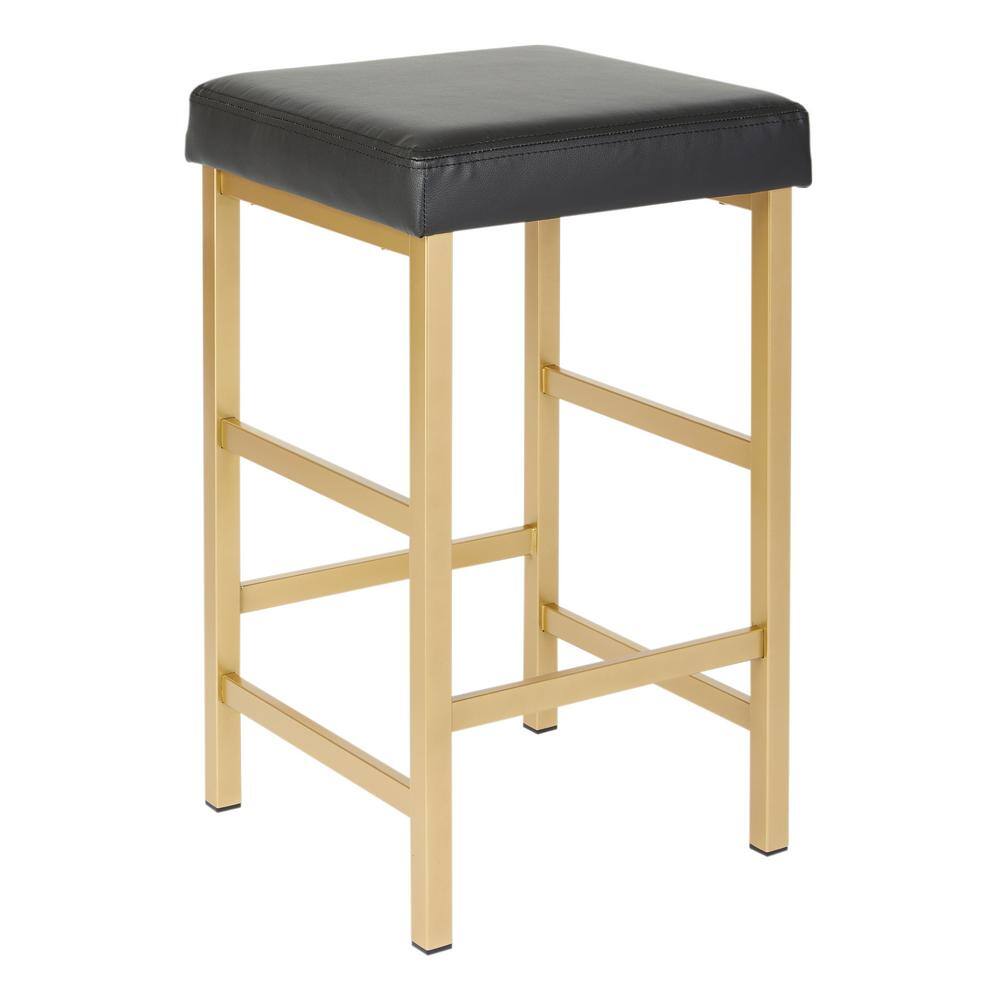 OS Home and Office Furniture Finn 26 in. Gold Backless Stool in Black ...