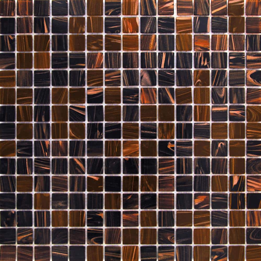 Apollo Tile Mingles 12 in. x 12 in. Glossy Bark Brown Glass Mosaic Wall ...