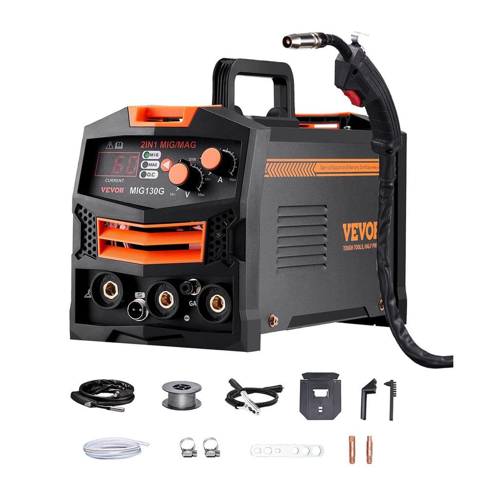 VEVOR 2 in 1 MIG 130 Amp Synergic Mig Welding Machine 110-Volt Welding ...
