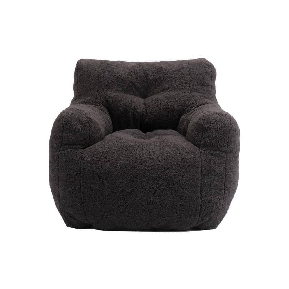 URTR Dark Gray Bean Bag Chair Fabric Foam Filled Bean Bag Armrest ...