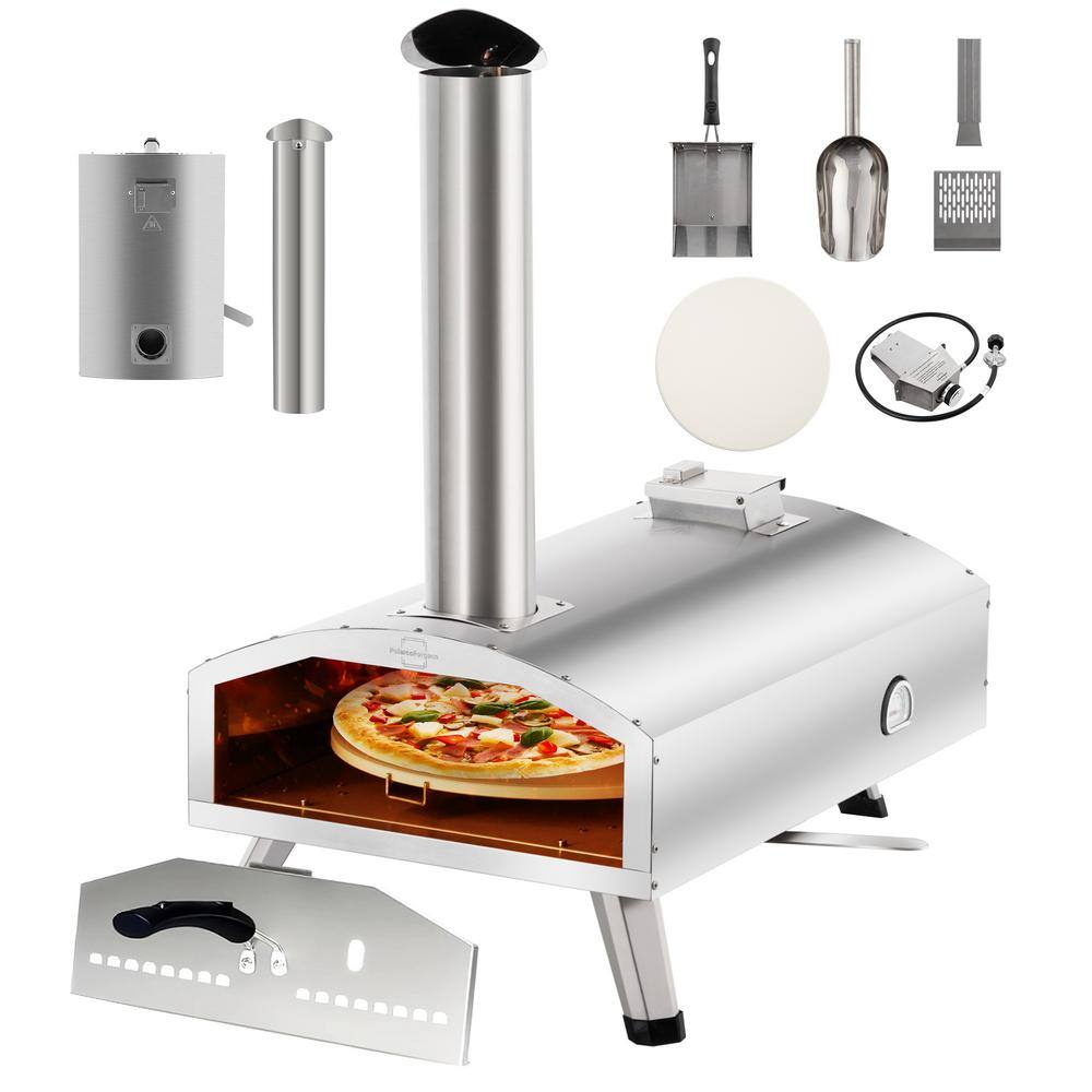 TUYOHW Wood Fired & Gas Outdoor Pizza Oven 12" with Rotatable Pizza ...