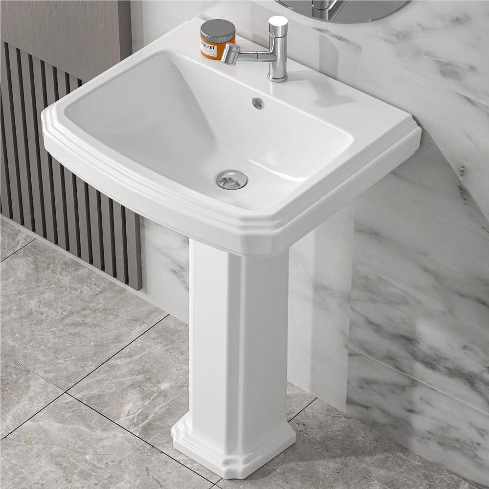 HOMLYLINK Combo Sink 19.25 in. D x 23 in. W Rectangular White Vitreous ...