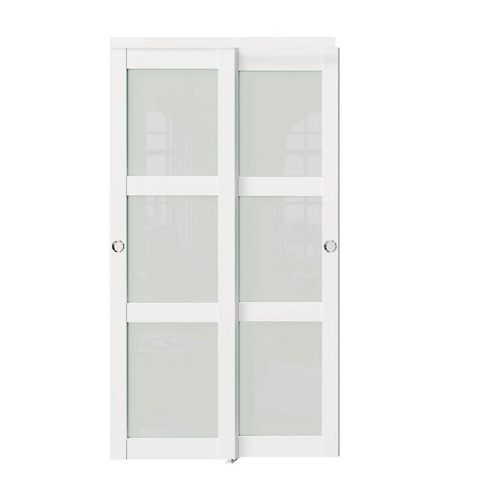 Reviews for BH BARNER HOME 48 in. x 80 in. MDF, White Double Frosted 3 ...