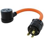 AC WORKS 1.5 ft. L6-30P 3-Prong 250-Volt Locking Plug to 6-30R 3-Prong 30 Amp 250-Volt HVAC ...