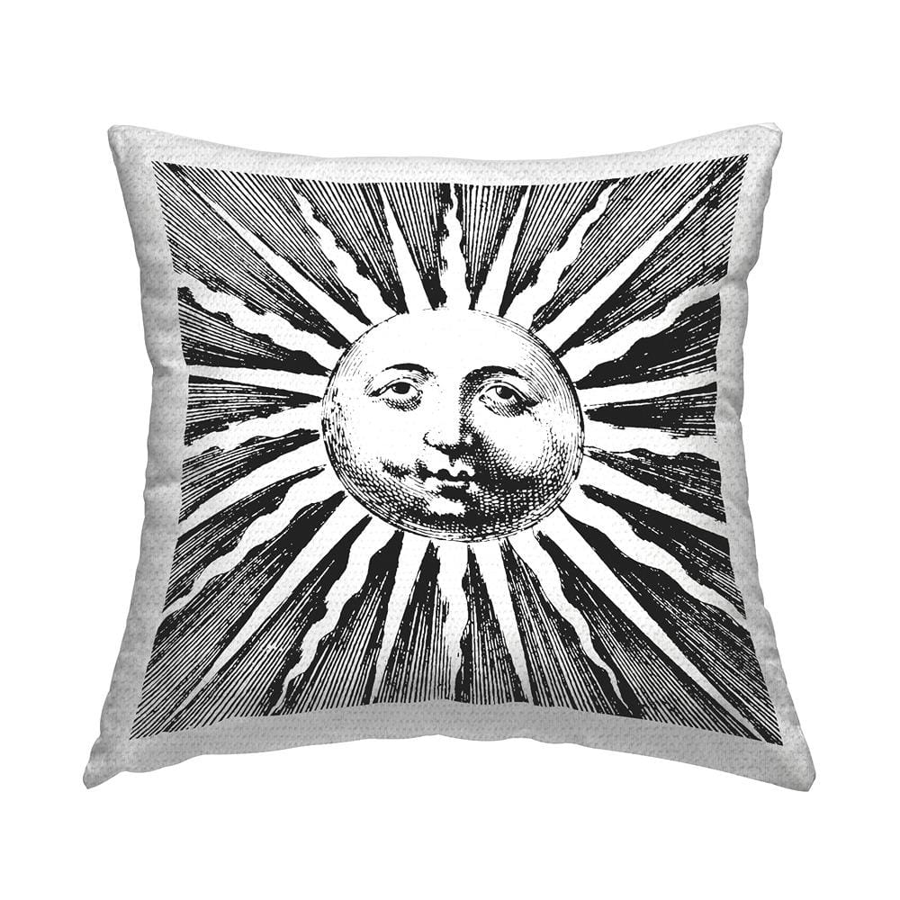 Stupell Industries Black and White Sun Black Square Outdoor Throw ...