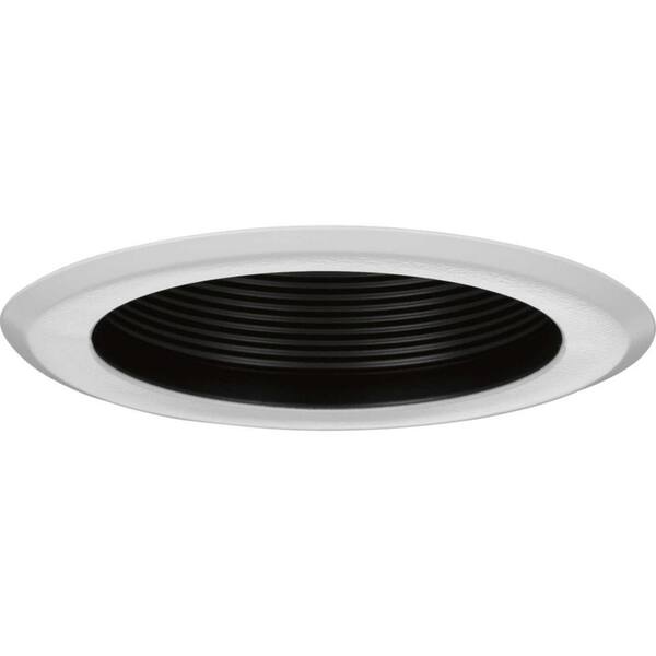 Progress Lighting 5 in. PAR30 Black/White Step Baffle Recessed Trim for ...