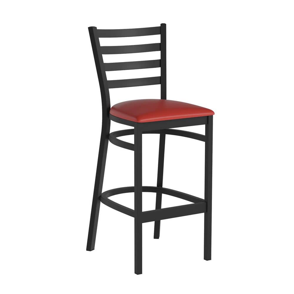Carnegy Avenue Hercules 30 in. Red Vinyl Seat/Black Metal Frame Low Metal Bar Stool Counter ...