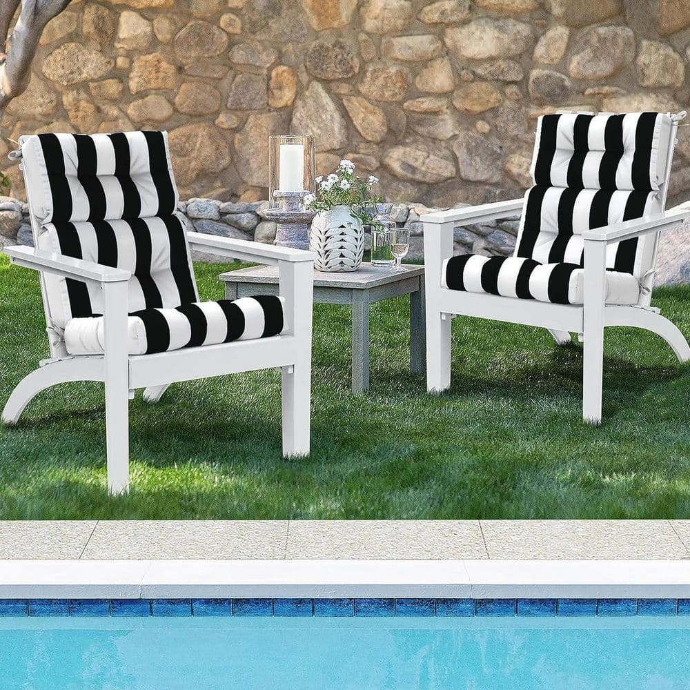 YLLN 44 in x 20 in Outdoor High Back Dining Chair Cushion Tie Tufted ...