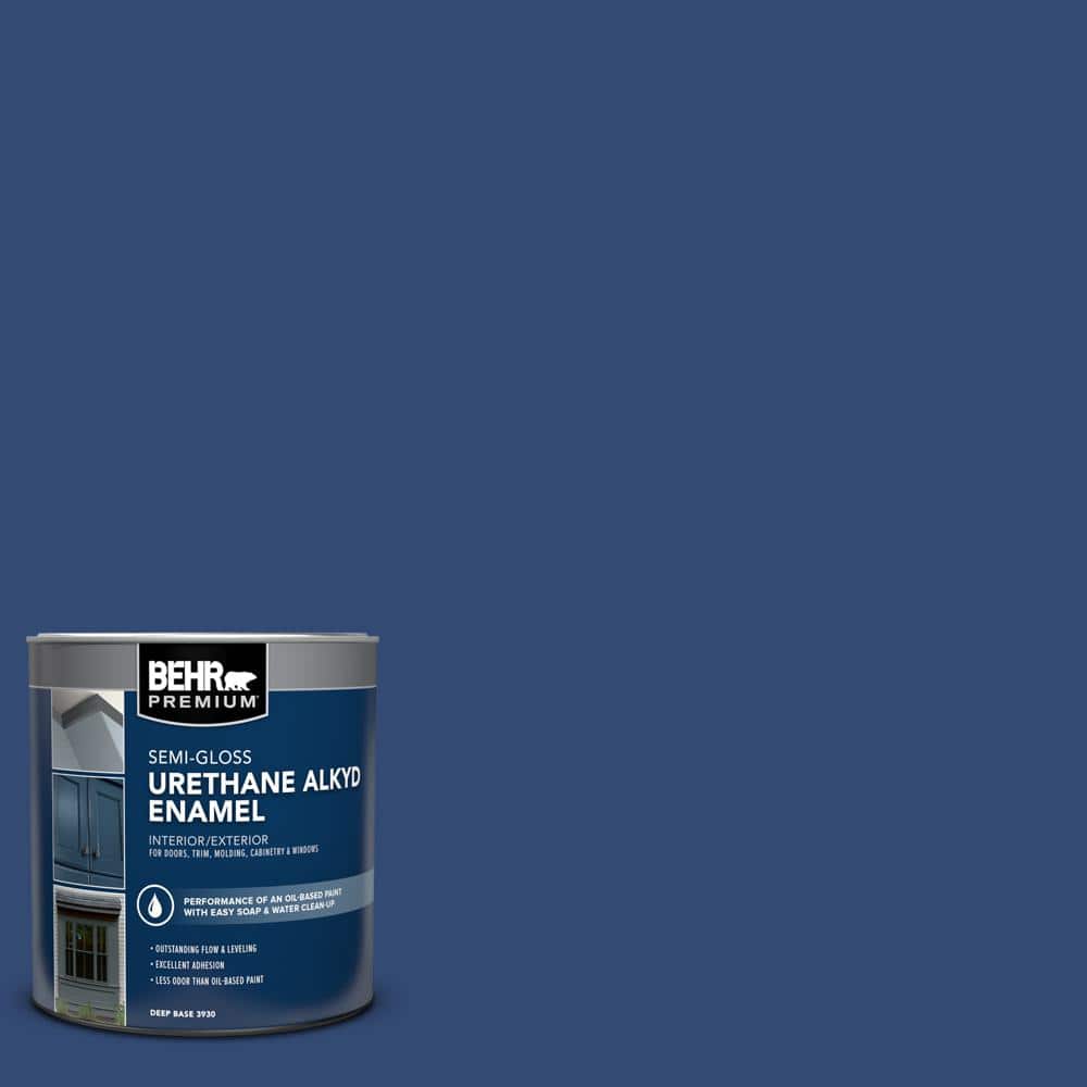 BEHR PREMIUM 1 qt. #S-H-580 Navy Blue Semi-Gloss Enamel Urethane Alkyd ...