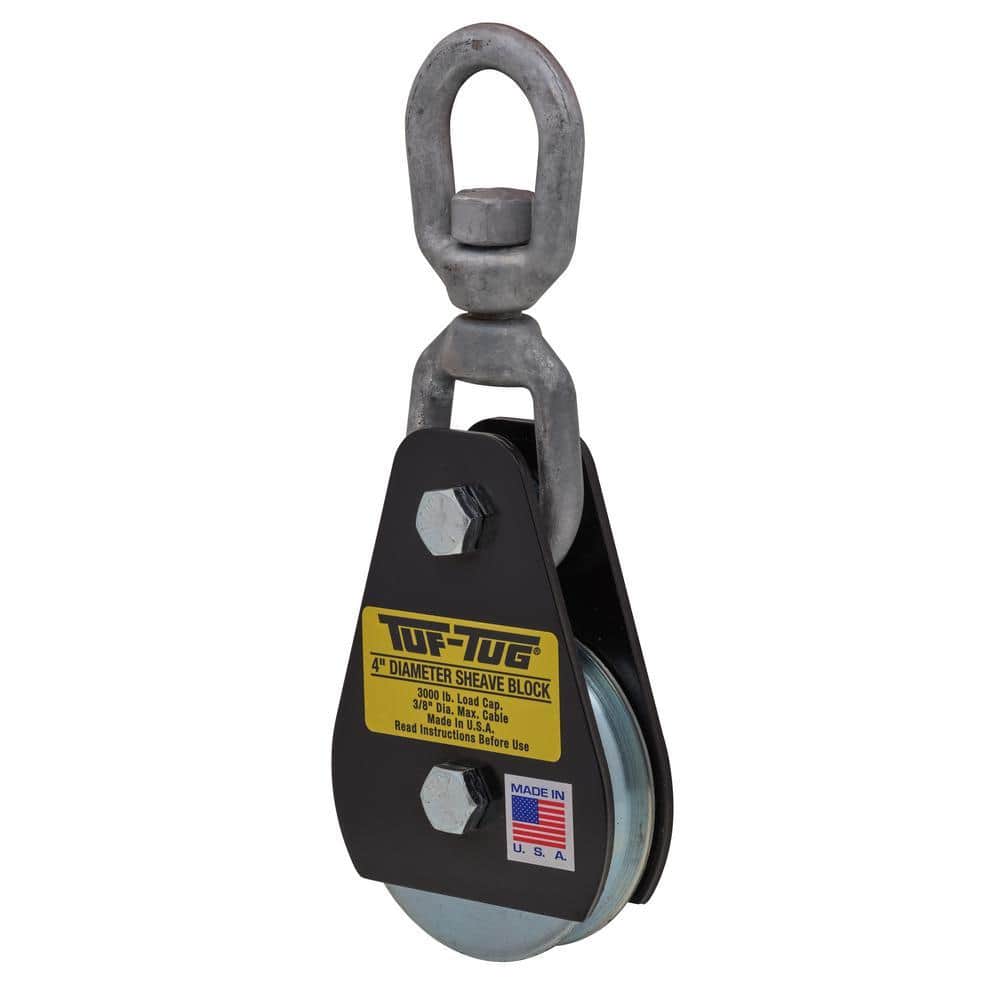 TUF-TUG 4 in. Wire Rope Block, Swivel Eye Mount, 3,000 lbs. Capacity ...
