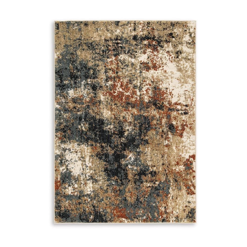 Benjara Vila Black, White and Brown 8 ft. x 10 ft. Geometric Area Rug ...