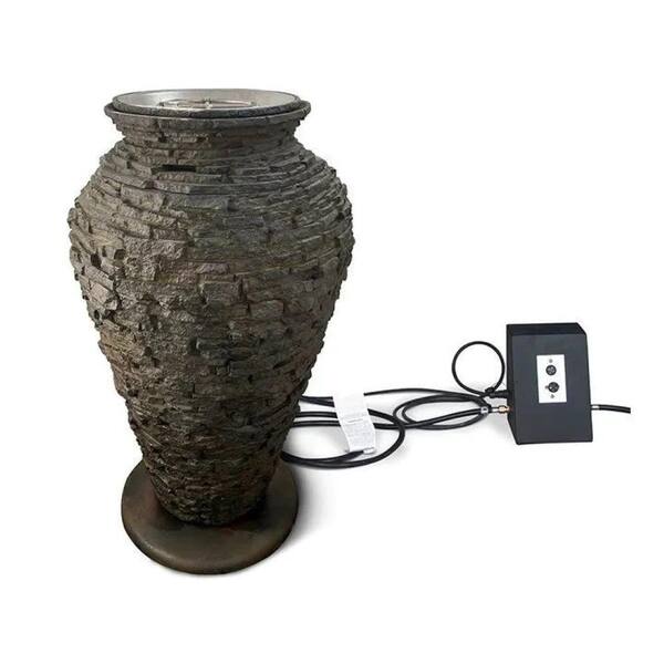 Aquascape Large Fire and Water Stacked Slate Urn 58114 - The Home Depot