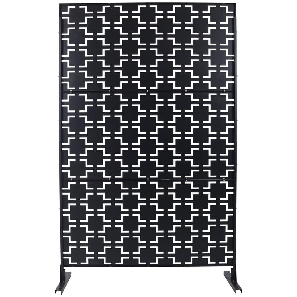 Zeus & Ruta 76 in H x 48 in W Black Steel Outdoor Privacy Screen ...