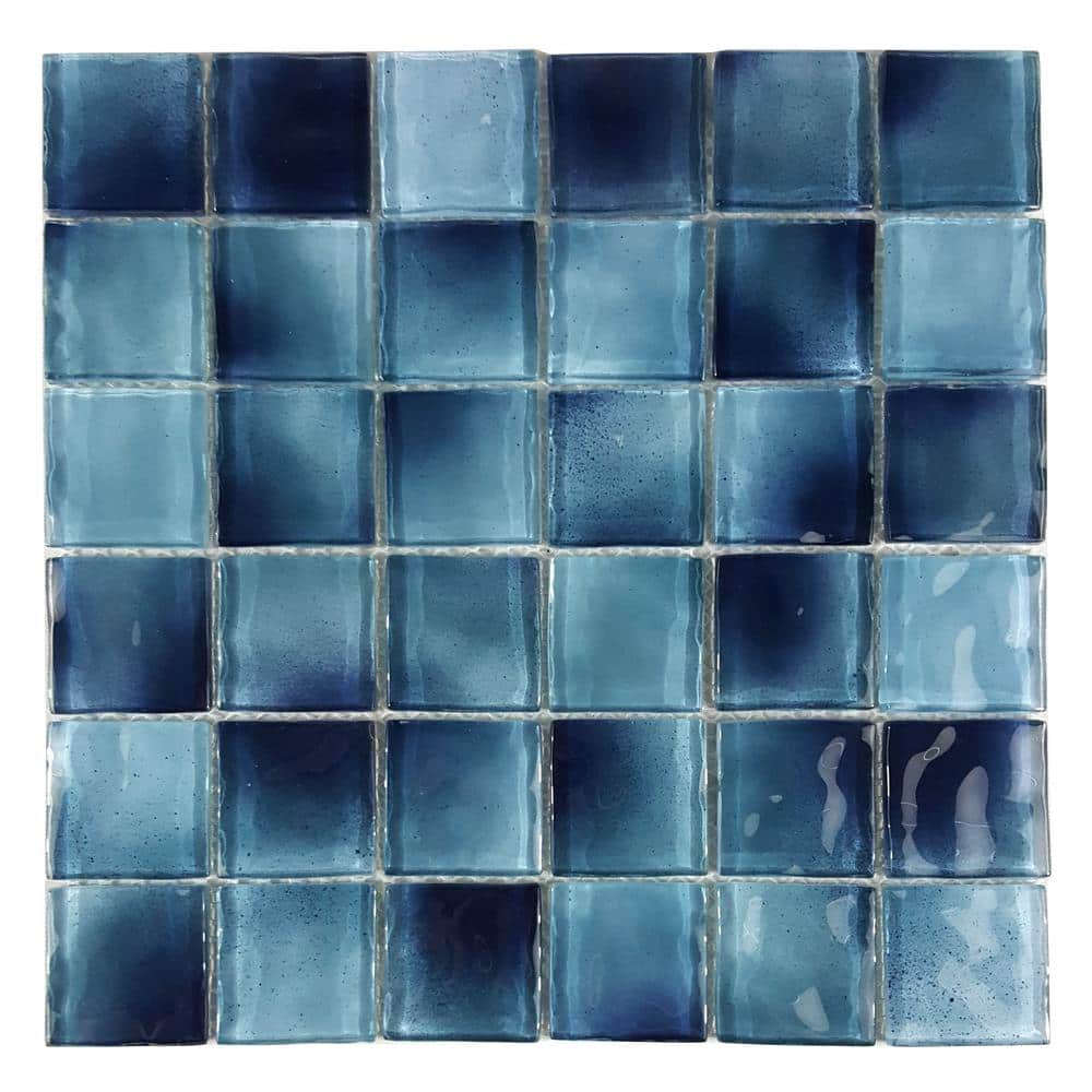 ABOLOS Watermarks Caribbean Blue 2 in. x 2 in. Square Glossy Textured ...