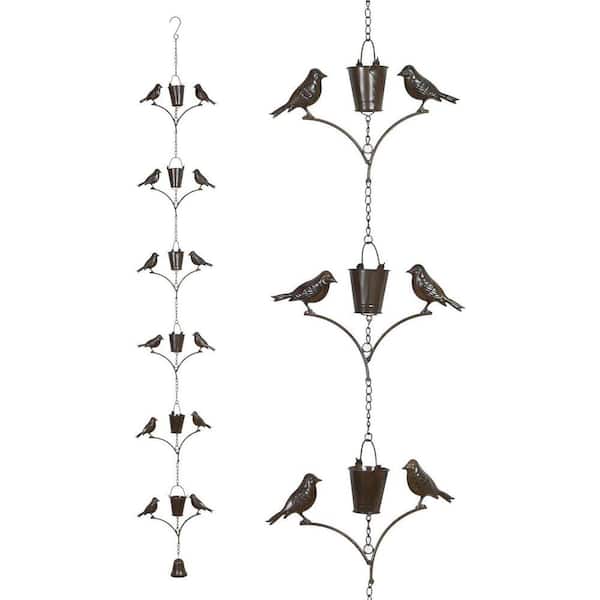 Bird 7 Cup Series 6. 3FT Natural Copper Tone Copper Rain Chain for ...