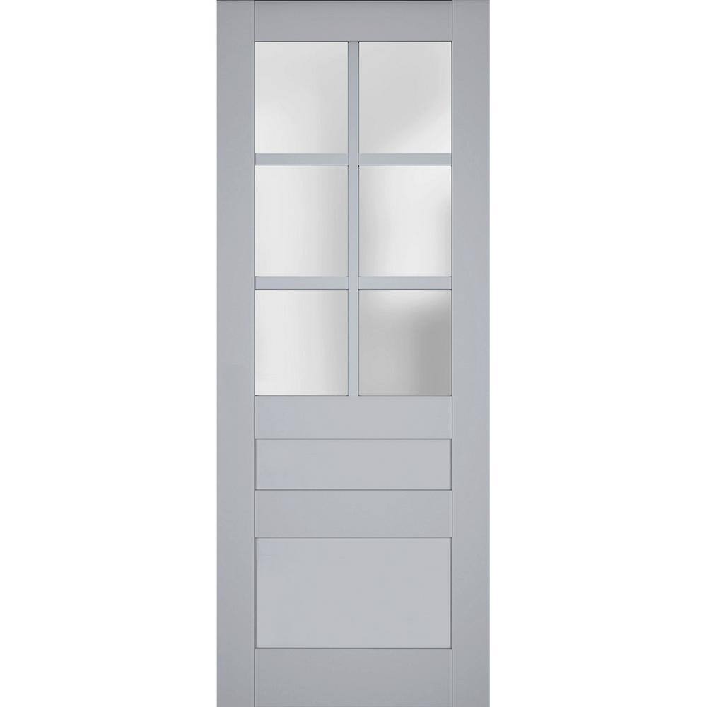 Sartodoors 24 in. x 26 in. Solid Wood Frosted glass Matte Grey Interior Door Slab VEREGIO7339S ...