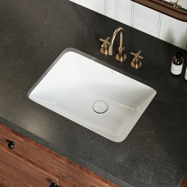 Los Flexi 21 in. Undermount Bathroom Sink Rectangle, White Ceramic ...