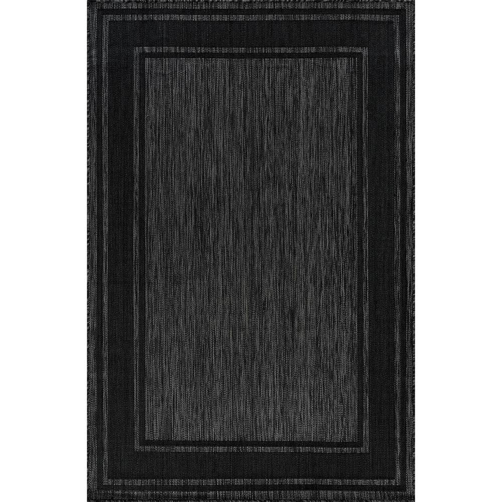 Beverly Rug Essence Black/Gray 10 x 14 ft. Bordered Easy to Clean ...