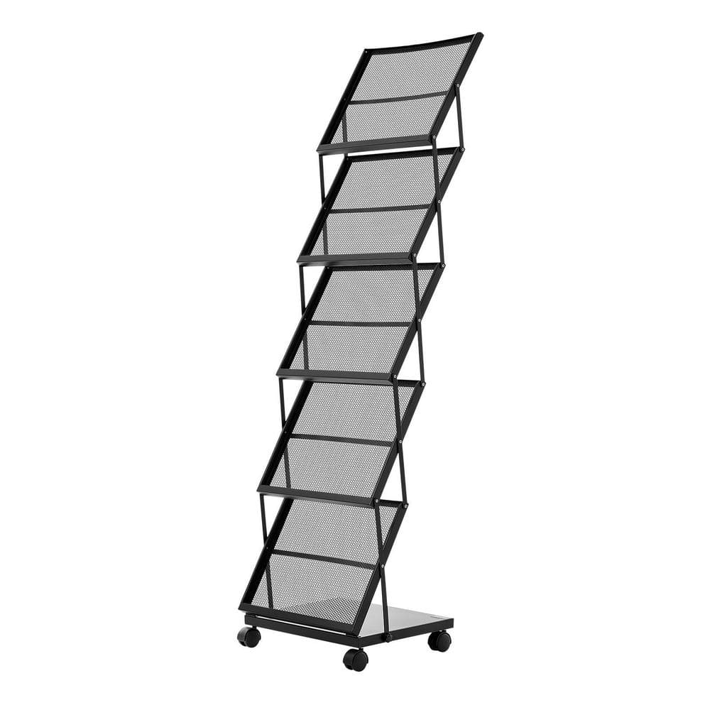 SKYSHALO Brochure Display Rack, Movable Floor Standing Magazine Rack 15 ...