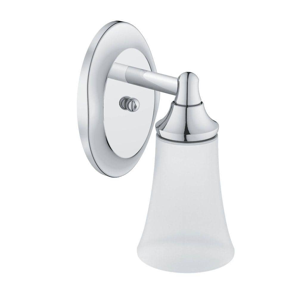 MOEN Eva 4.44 in. 1-Light Chrome Vanity Light with Glass Shade YB2861CH ...