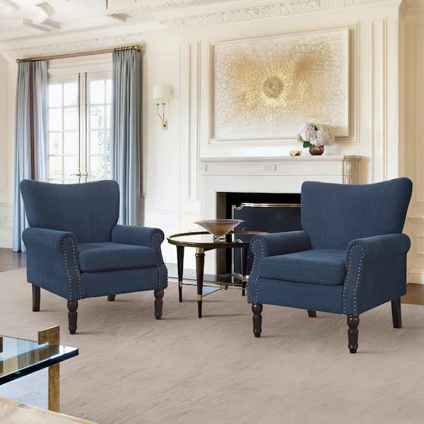 Navy blue accent chair set of 2 store