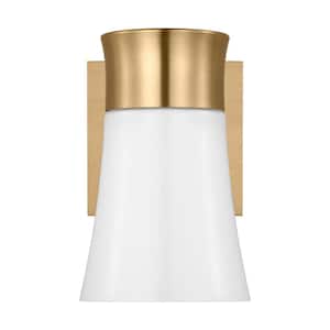 SCOTT LIVING Rhode 4.875 in. 1-Light Satin Brass Small Vanity Light ...