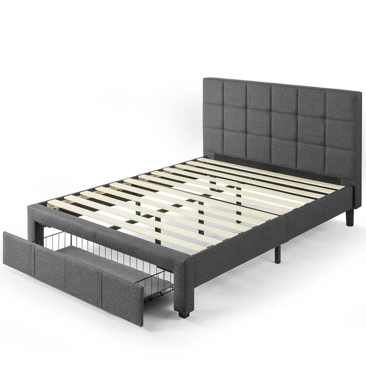 Zinus Lottie Gray Frame Queen Platform Bed with Storage Drawer – BrickSeek