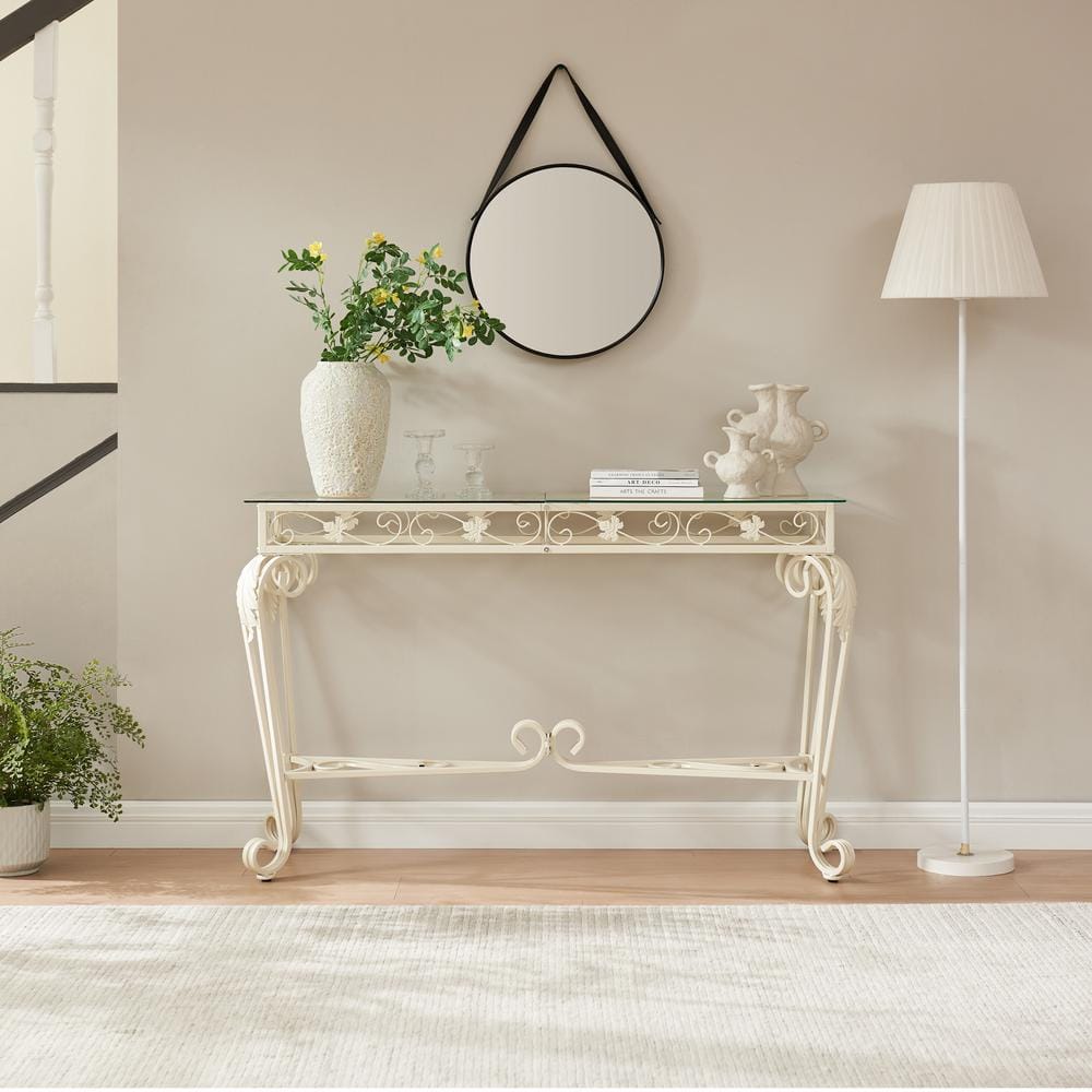 Siavonce Modern Style Fancy Glass and Metal Table for Entrance, Console ...