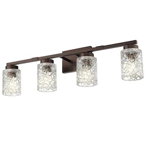 JAZAVA 40 in. 5-Light Oil-Rubbed Bronze Vanity Light with Clear Glass ...