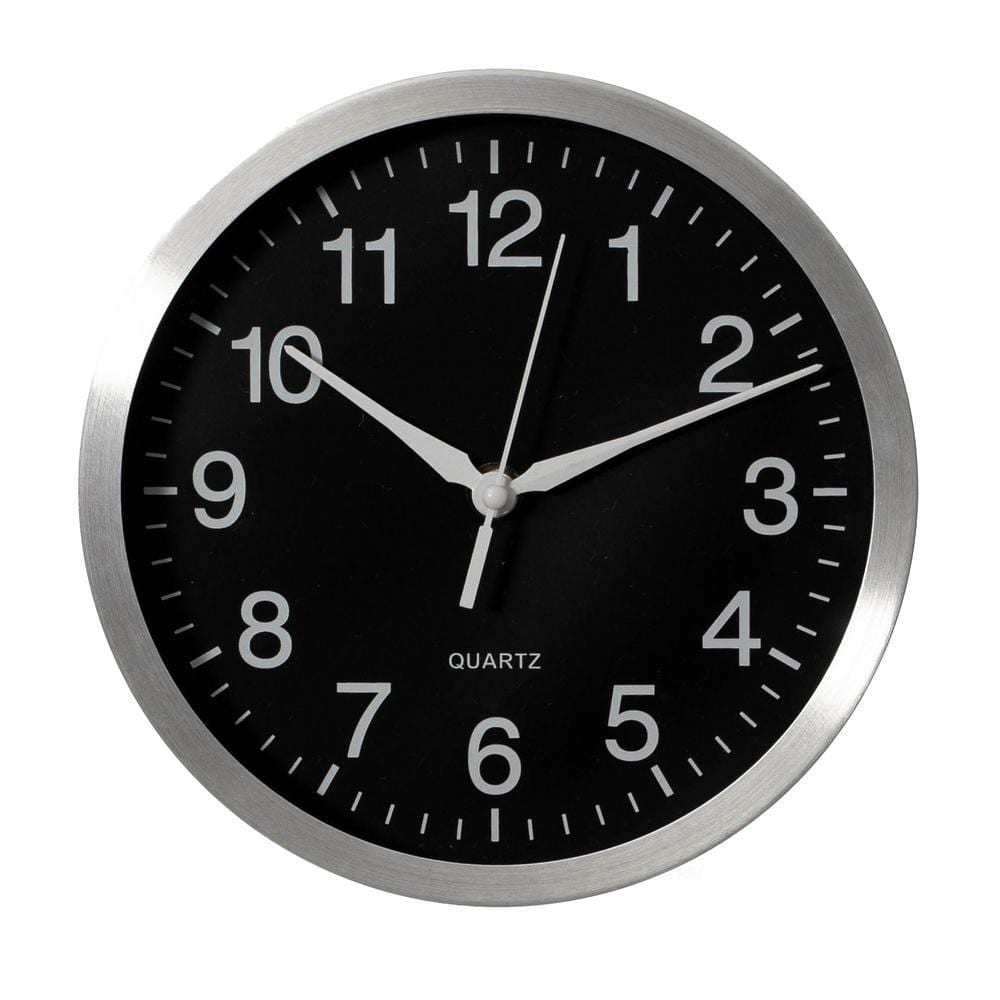CLOCKSWISE 8 in. Round Quartz Wall Clock Non-Ticking Battery Operated ...