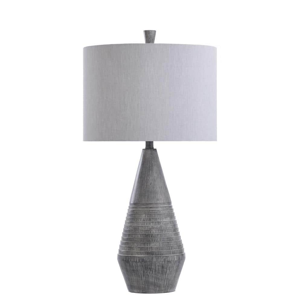 StyleCraft 31 in. Faux Wood Poly Resin Gray Finished Lamp Body Base ...