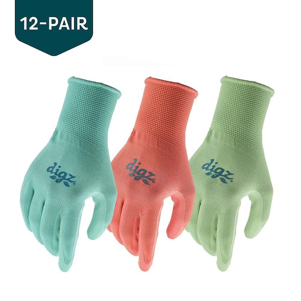 Digz Women's Medium/Large Nitrile Coated Gloves (12-Pack) 70005 - The ...