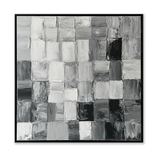 A&E "Cadence" Framed Abstract Wall Art Print Hand Painted 40 in. x 40 in. Cadence - The Home Depot