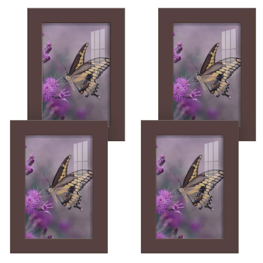 Wexford Home Modern 5 in. x 7 in. Brown Picture Frame (Set of 4) WF006C ...