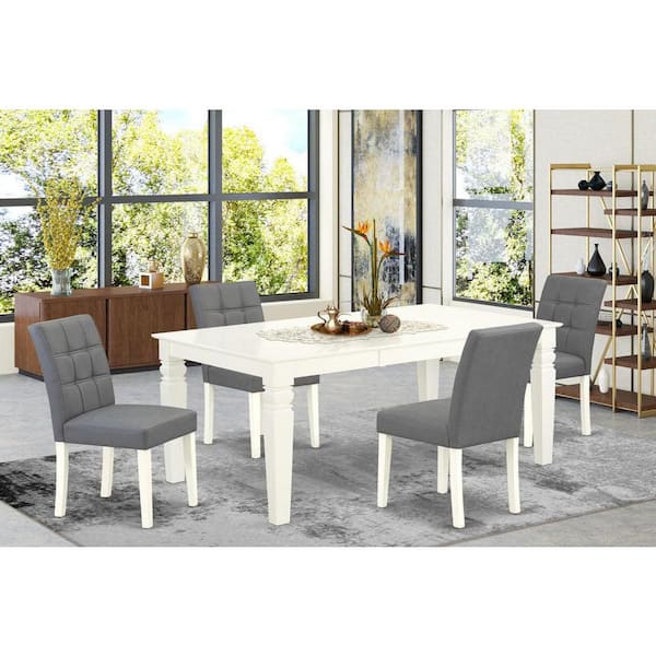 East West Furniture 5-Piece Rectangle Buttermilk and Cherry Finish ...