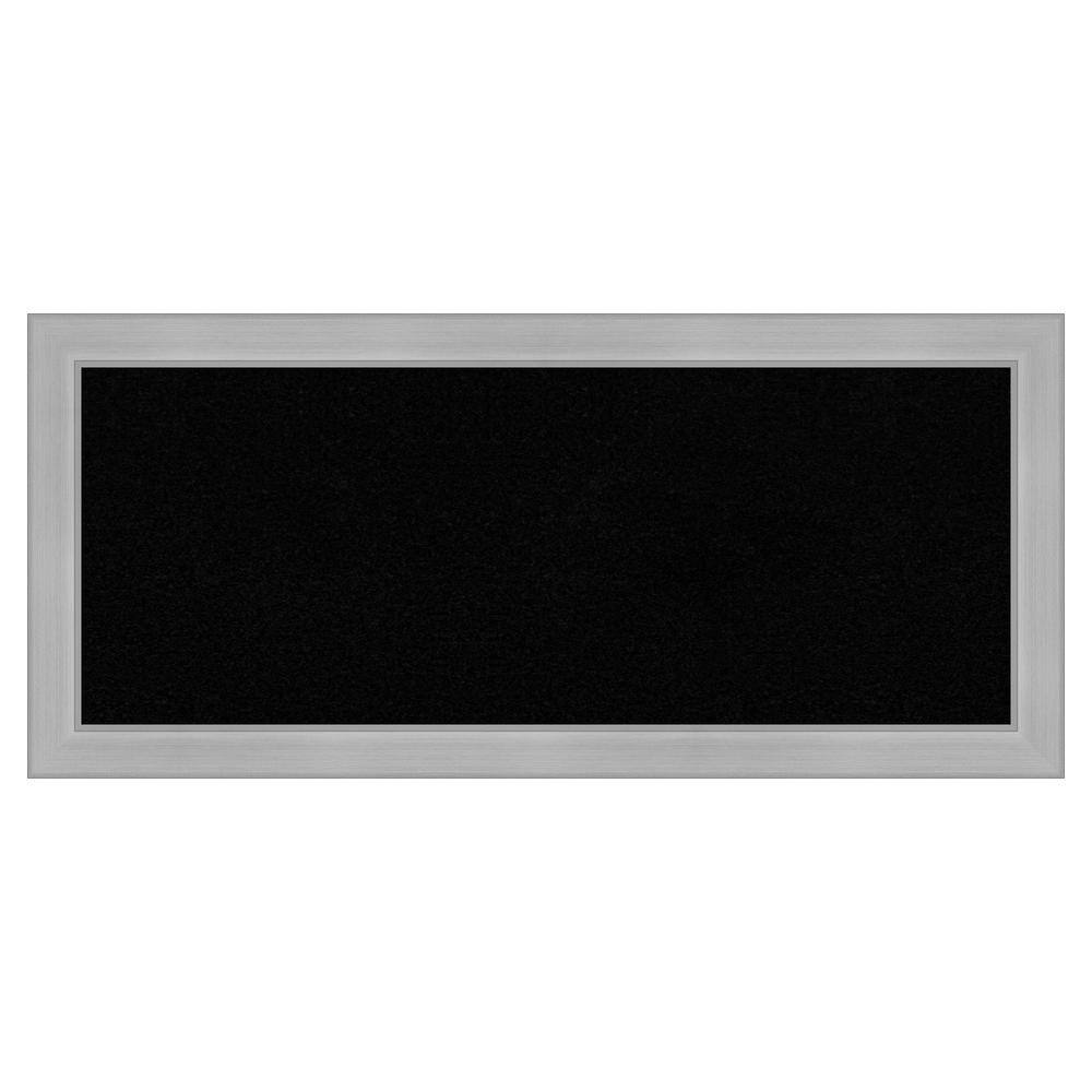 Amanti Art Vista Brushed Nickel Narrow Framed Black Corkboard 33 in. x ...