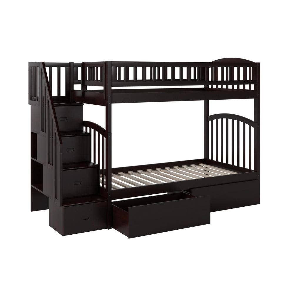 AFI Westbrook Espresso Twin Over Twin Staircase Bunk with 2-Urban Bed ...