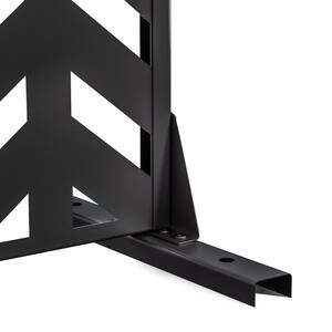 Glitzhome 71.5 in. H Black Galvanized Steel Garden Fence Geometric ...