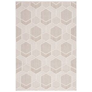 SAFAVIEH Global Gray/Ivory 7 ft. x 7 ft. High-Low Hexagon Indoor ...